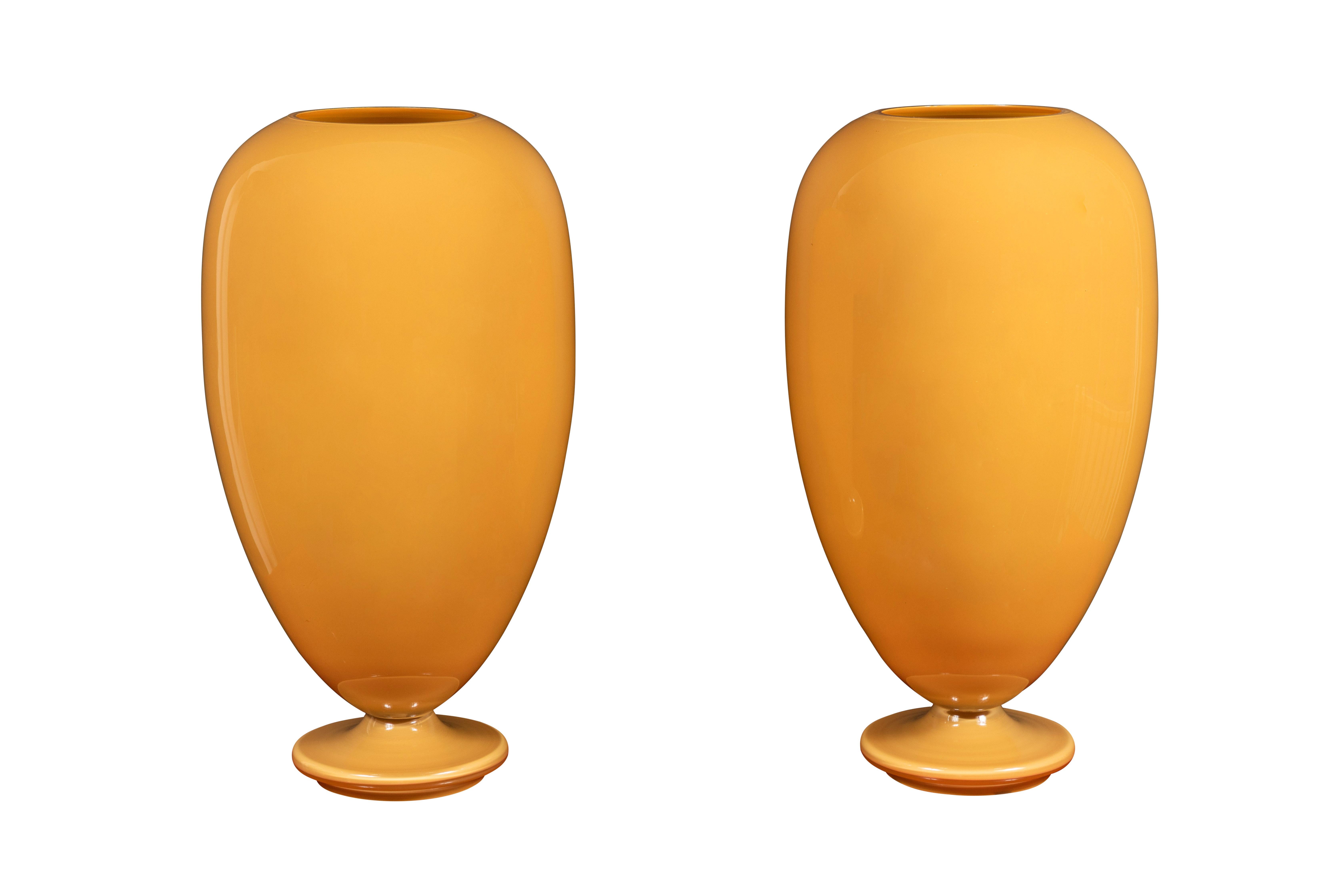 Monumental Pair of Murano Glass Lighted Urn Shape Lamps at 1stDibs