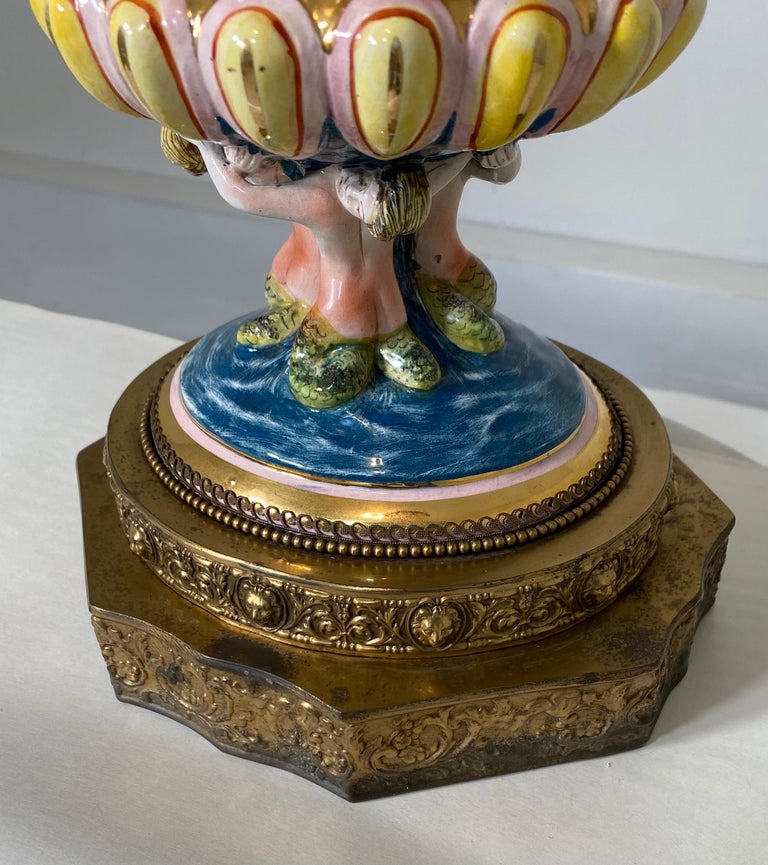 Monumental Pair of Porcelain Capodimonte Table Lamps For Sale at 1stDibs