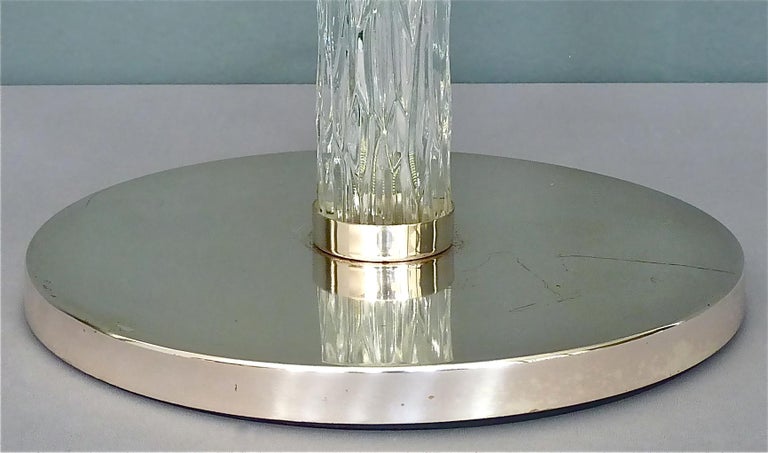 Monumental Pair of Signed Kaiser Table Lamps Crystal Glass Silvered ...
