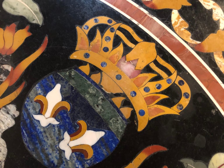 Monumental Pietra Dura Inlaid Center or Dining Table Top with Matching ...