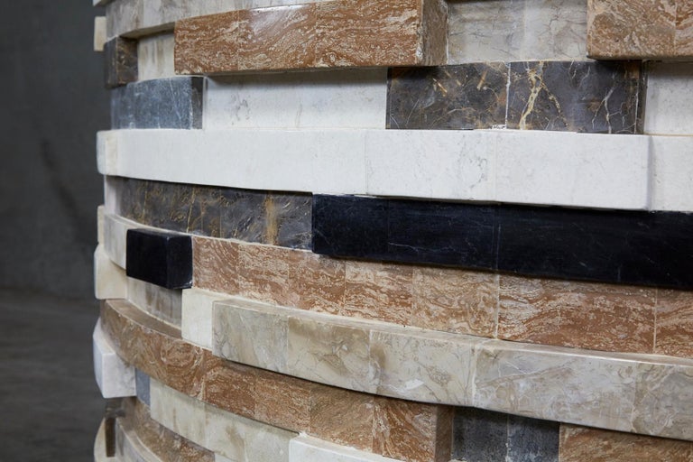 Monumental Postmodern "Postpile" Tessellated Stone Semi-Circular Dry ...
