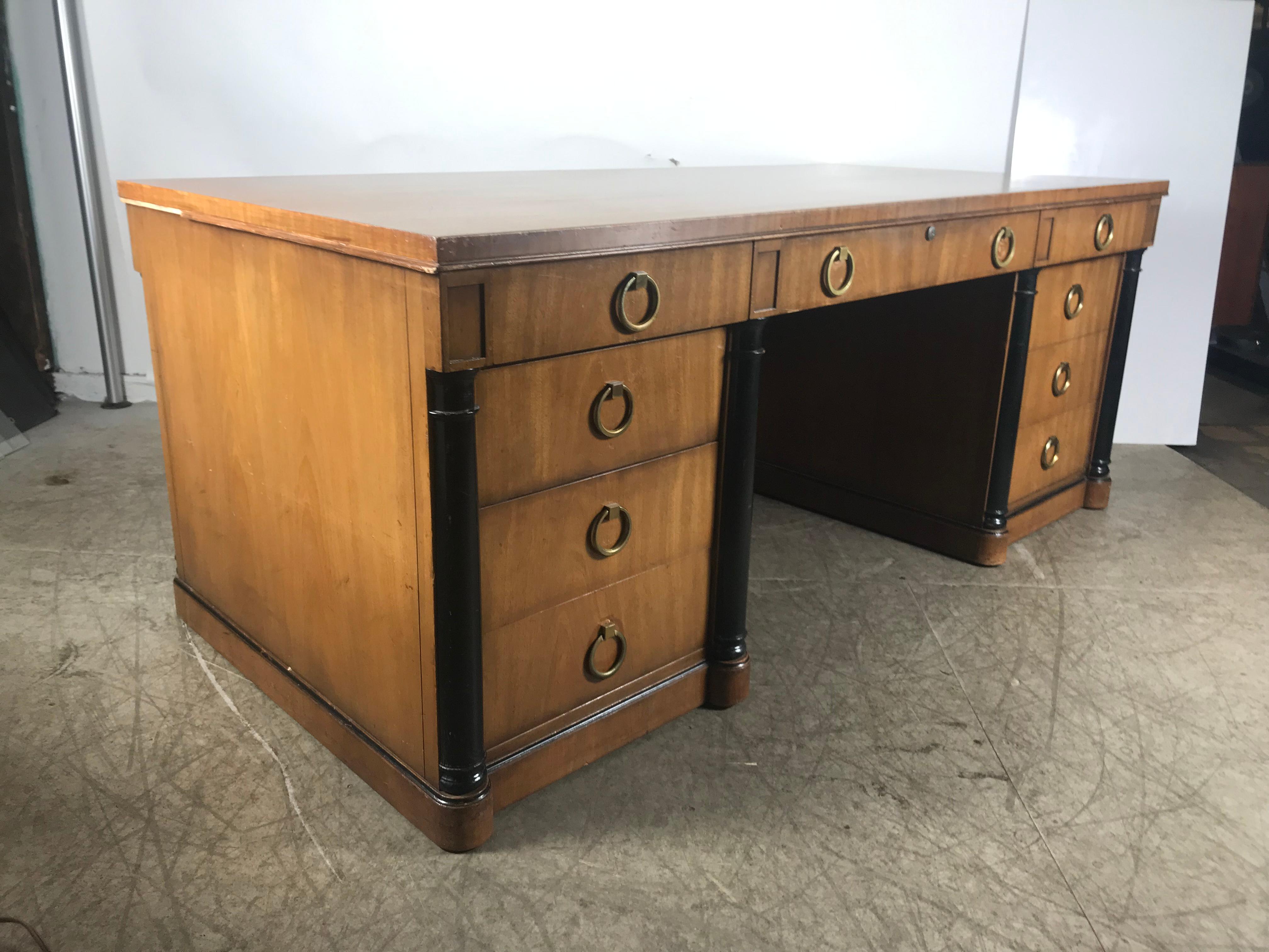 Monumental Regency Modernist Executive Desk Manufactured by Kittinger ...