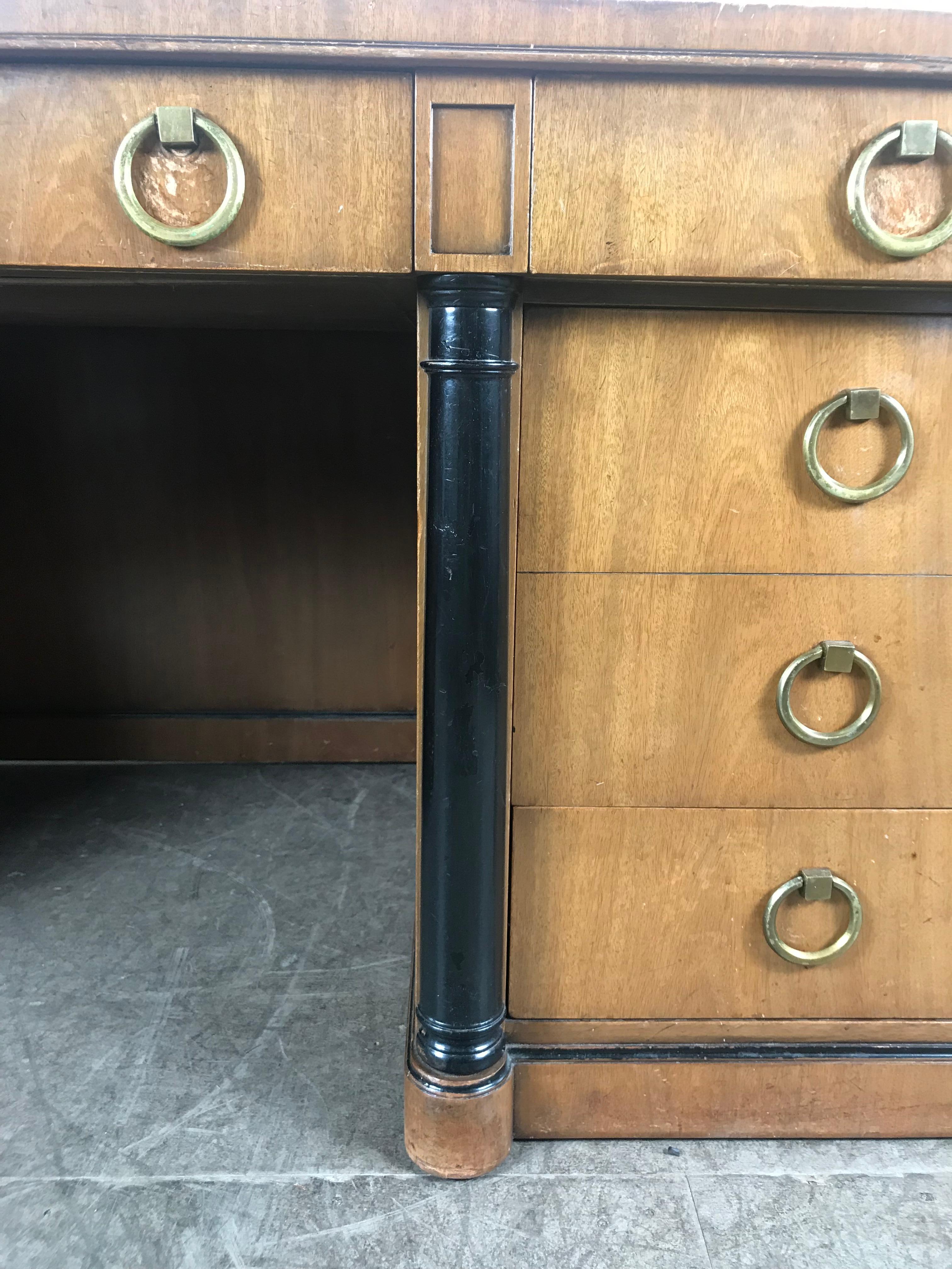 Monumental Regency Modernist Executive Desk Manufactured by Kittinger ...