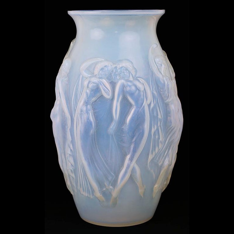 Monumental Sabino Art Deco Opalescent Vase with Dancing Maidens, France ...