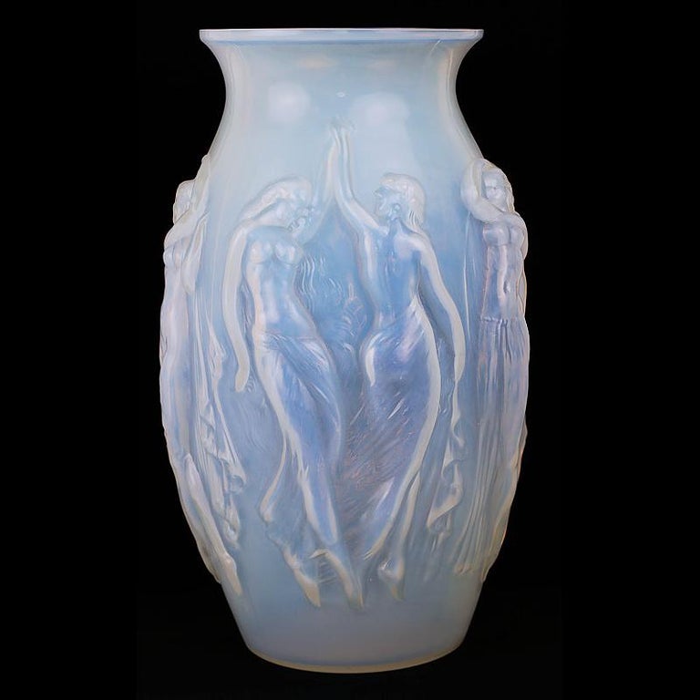 Monumental Sabino Art Deco Opalescent Vase with Dancing Maidens, France ...