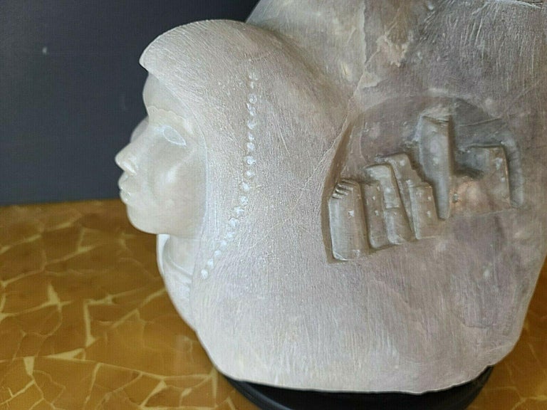 Monumental Signed Native American Alabaster Sculpture For Sale at 1stDibs