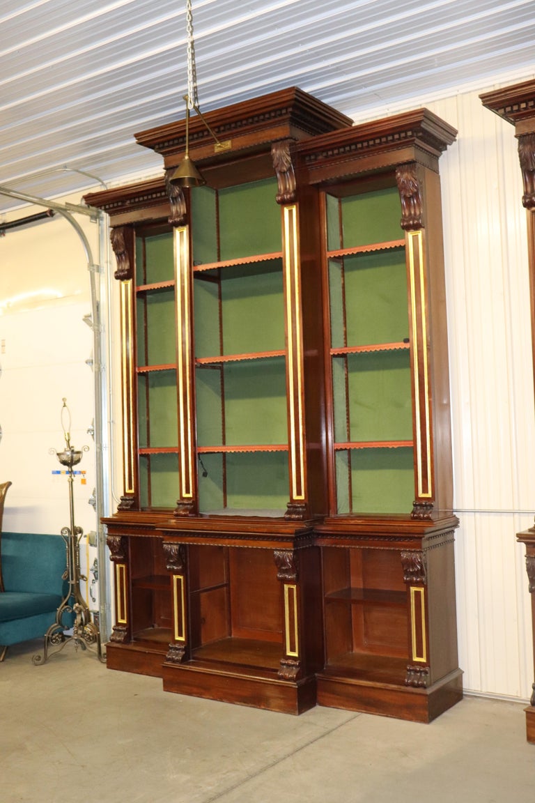 Monumental Solid Carved Tall Walnut Victorian Bookcase Bookshelf, circa ...