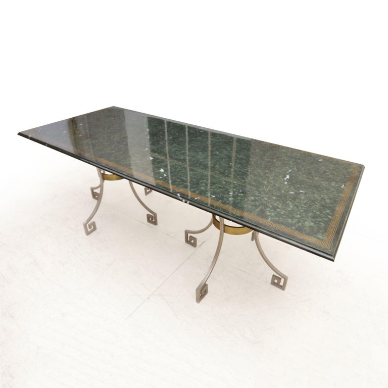 Steel and Brass Greek Key Dining Table Regency Midcentury Romeo Rega ...