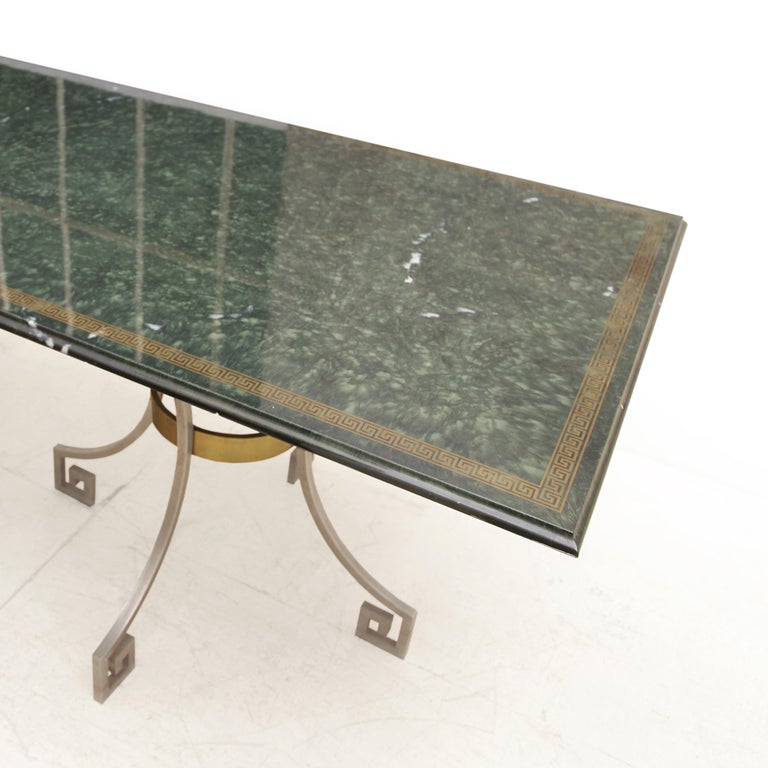 Steel and Brass Greek Key Dining Table Regency Midcentury Romeo Rega ...
