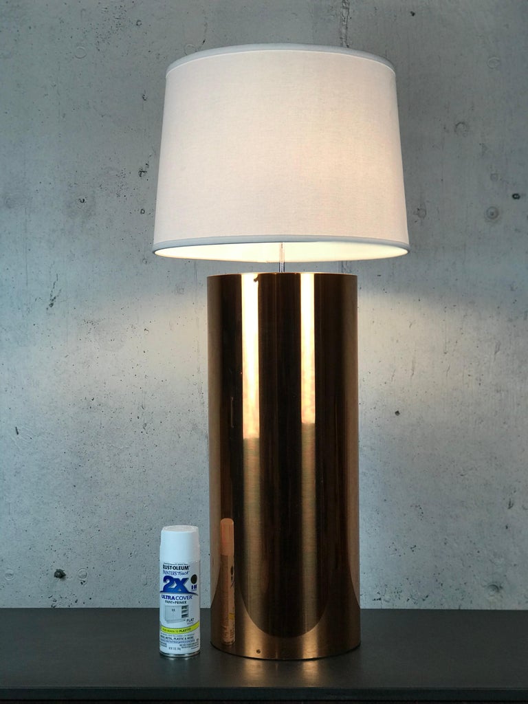 Extra Large Mid Century Table Lamp Copper Cylinder Drum Form by George ...