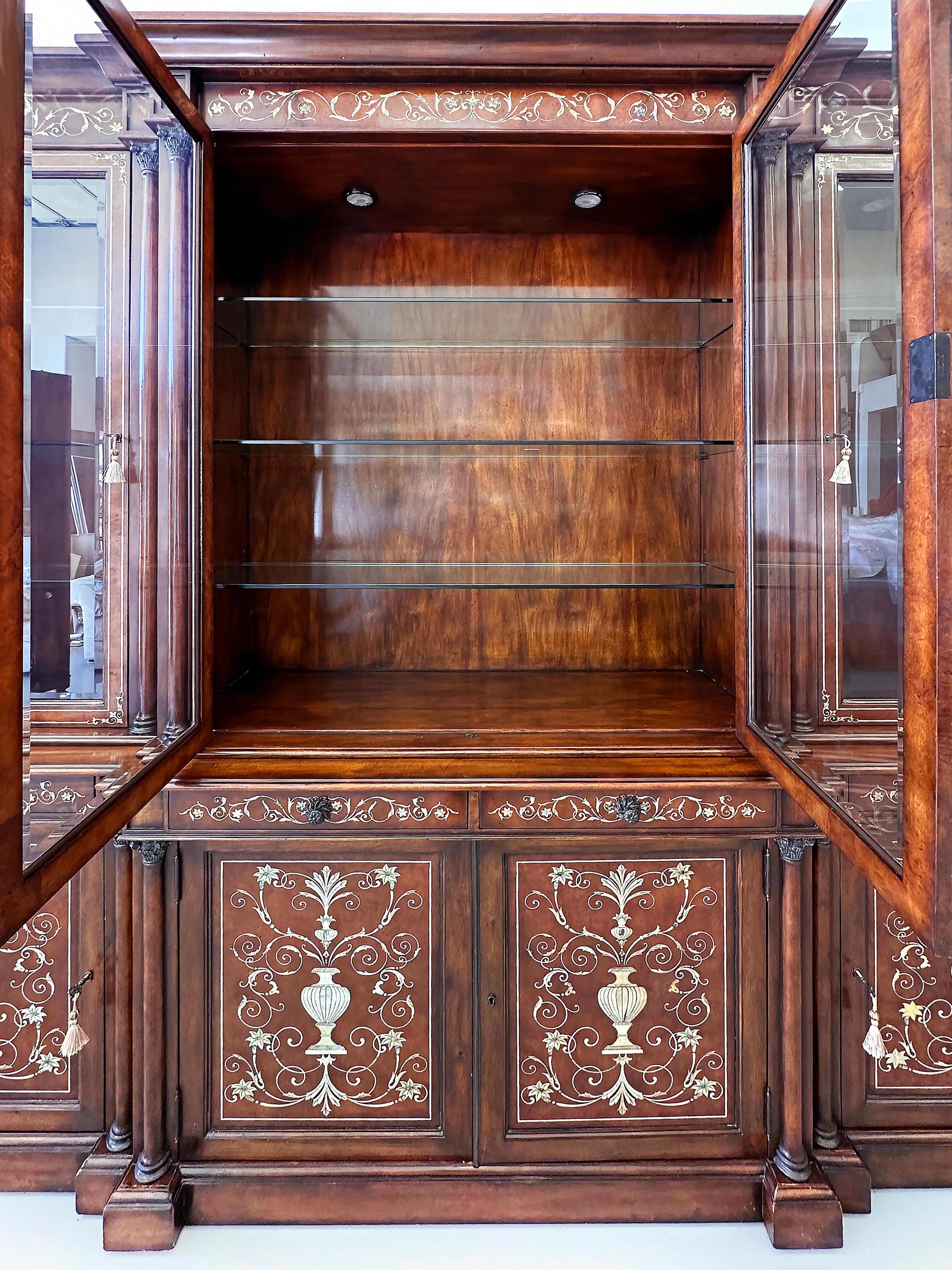 Monumental Theodore Alexander China Cabinet with Mother-of-Pearl Inlay ...