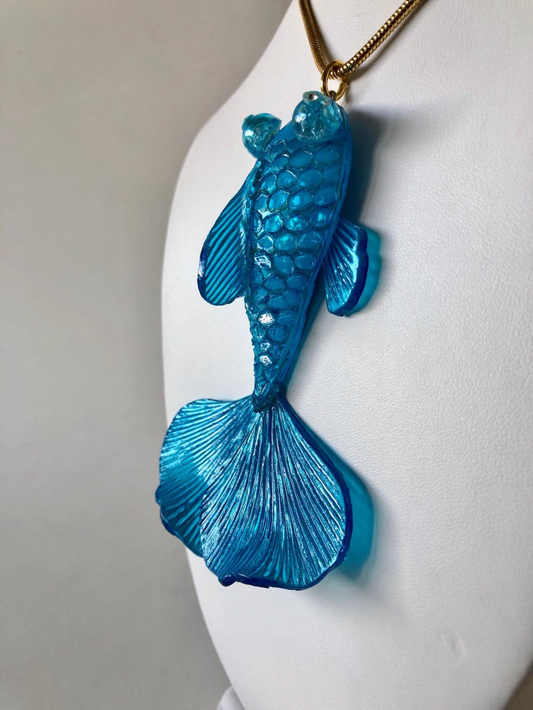 Monumental Turquoise Koi Fish Statement Necklace at 1stDibs