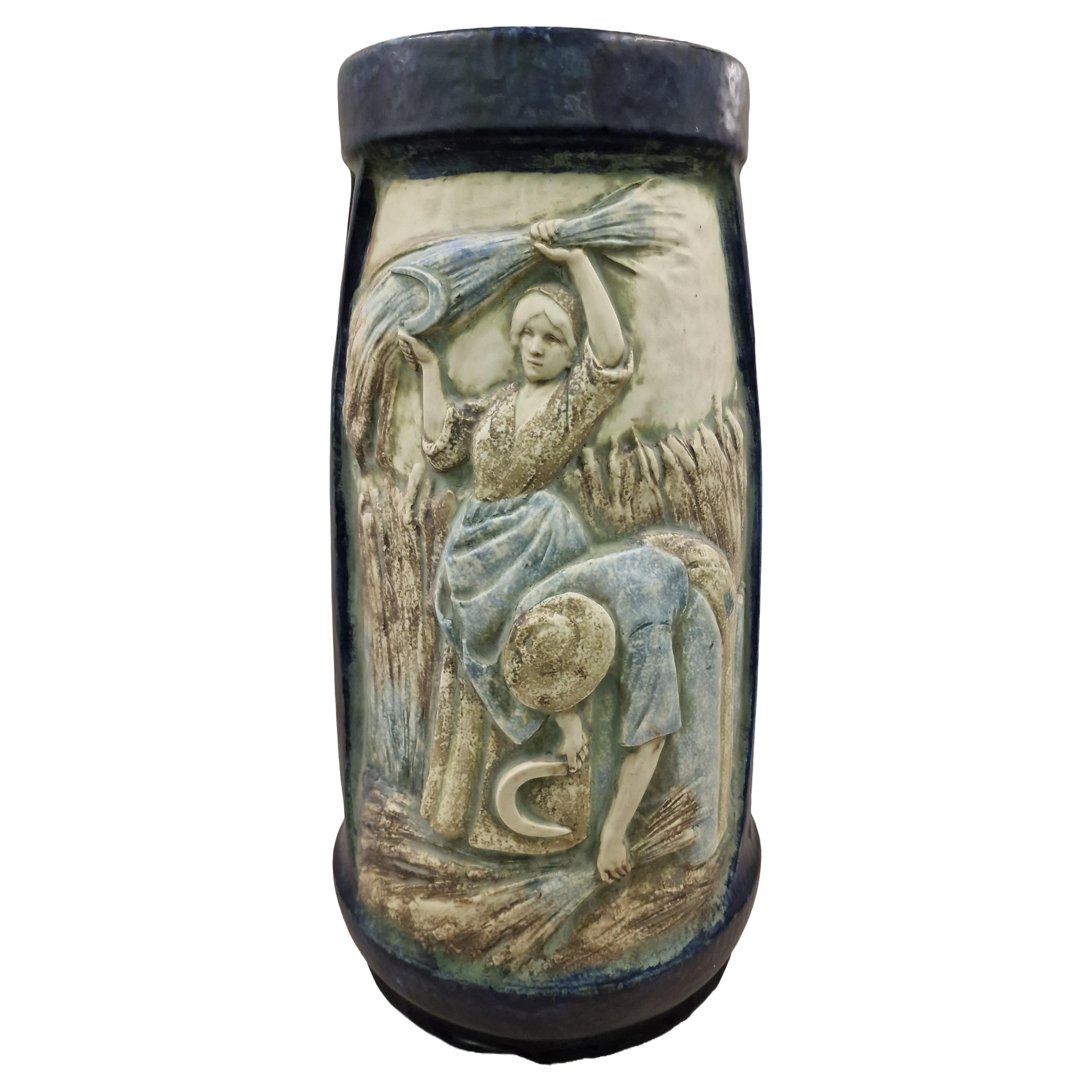 Huge Antique Austrian Imperial Amphora Pottery Figural Group Art ...