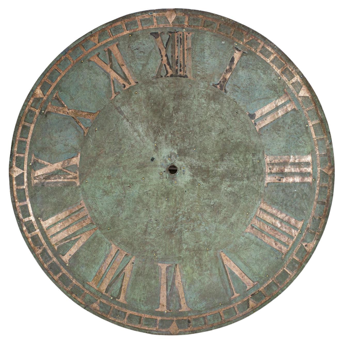 Monumental Verdigris Copper Clock Tower Clock Face For Sale at 1stDibs