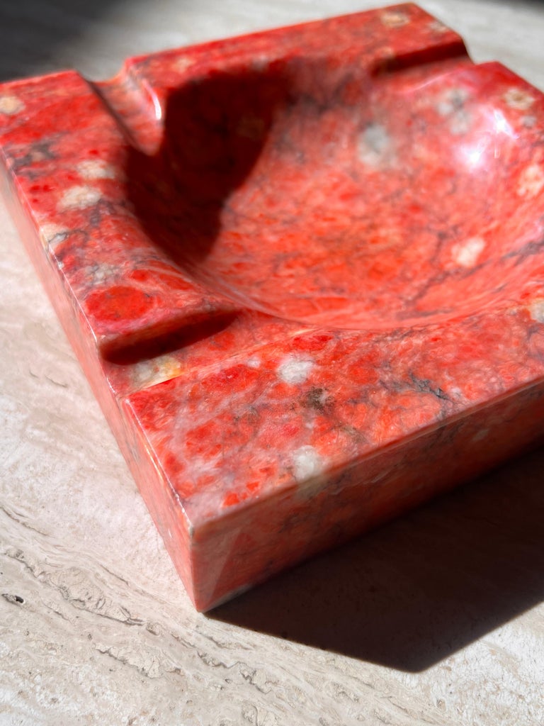 Monumental Vintage Italian marble ashtray in coral red, 1960s For Sale ...