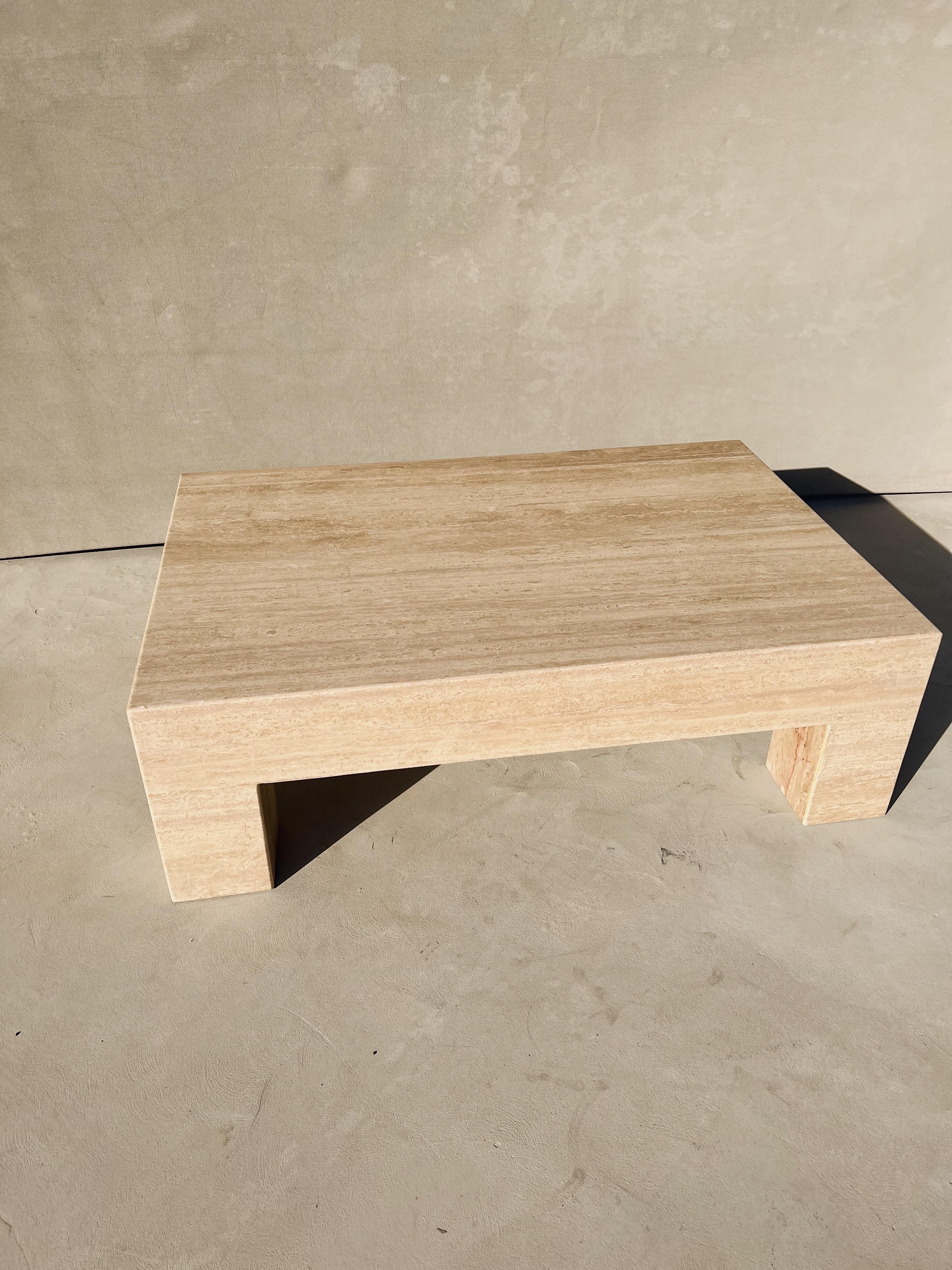 Vintage Modern Monumental Rectangular Travertine Coffee Table at 1stDibs