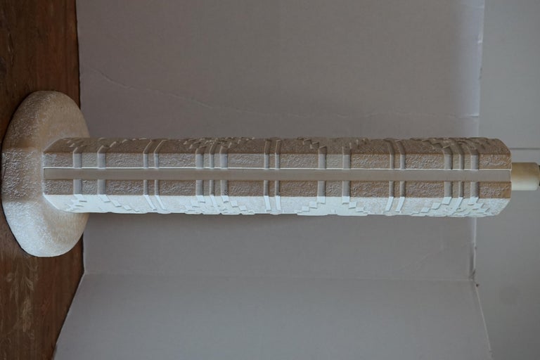 Monumental White Stone Pillar Table Lamp in Southwest Style with ...
