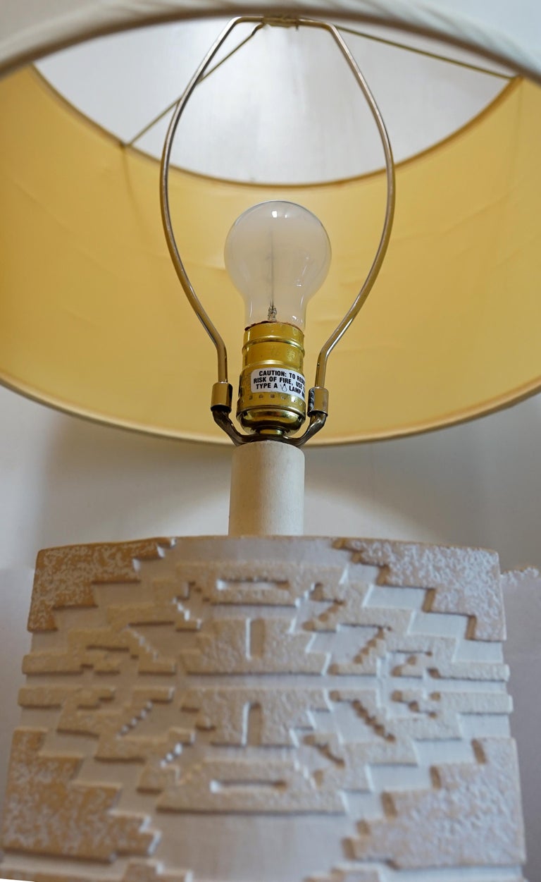 Monumental White Stone Pillar Table Lamp in Southwest Style with ...