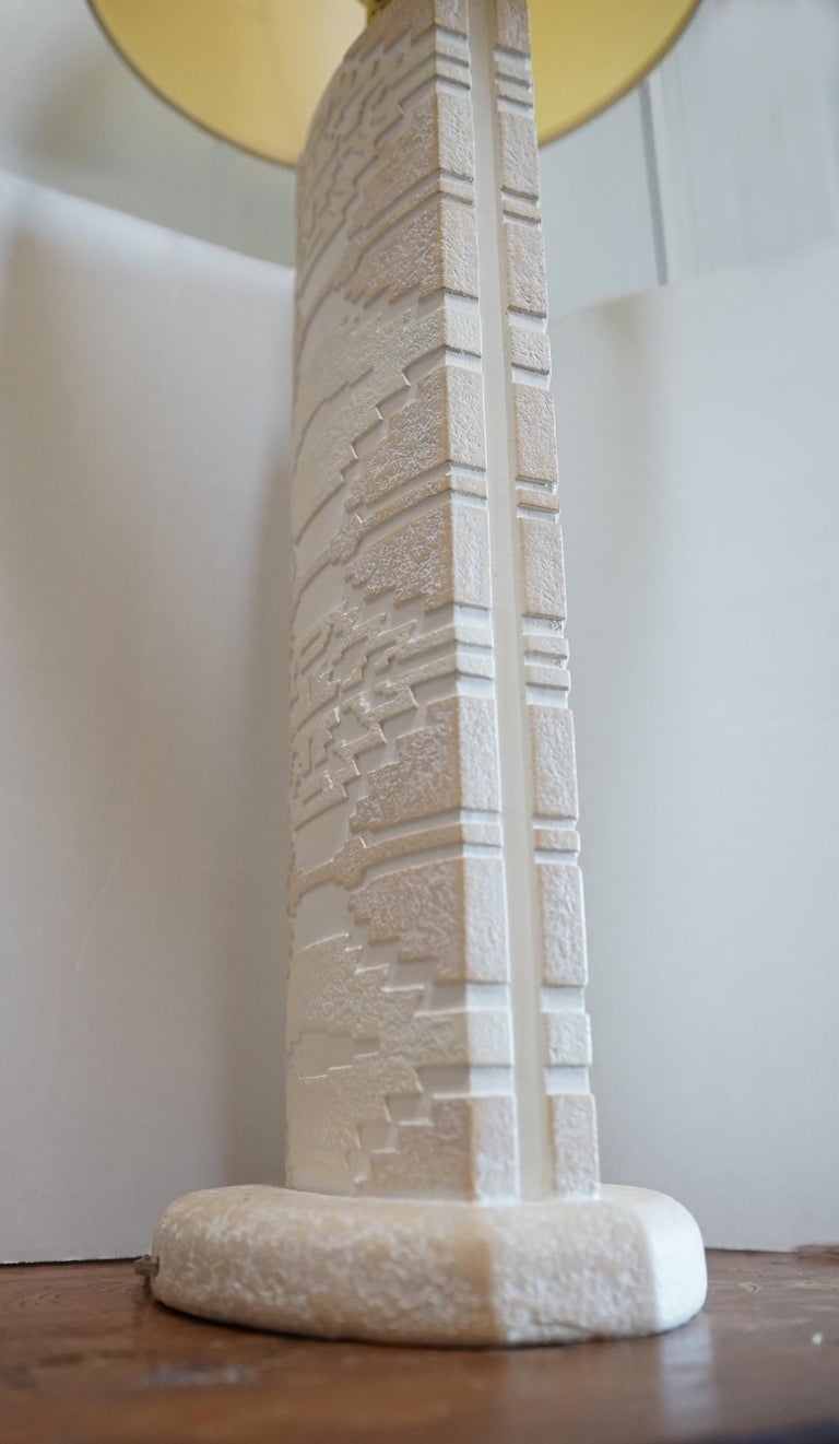 Monumental White Stone Pillar Table Lamp in Southwest Style with ...