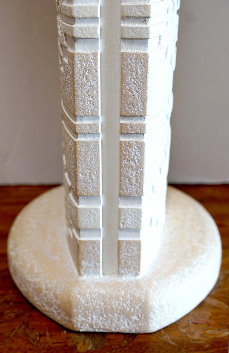 Monumental White Stone Pillar Table Lamp in Southwest Style with ...