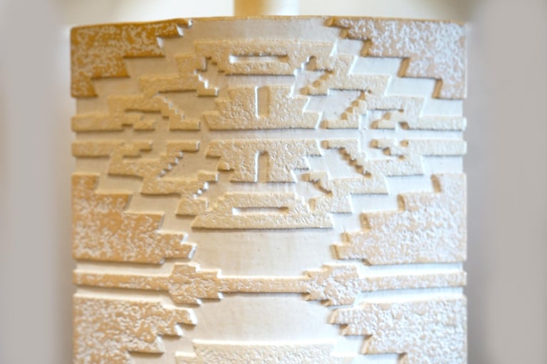 Monumental White Stone Pillar Table Lamp in Southwest Style with ...