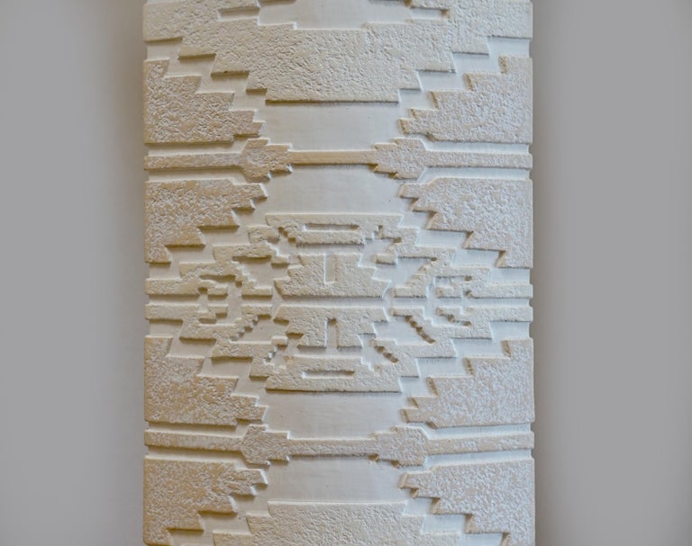 Monumental White Stone Pillar Table Lamp in Southwest Style with ...