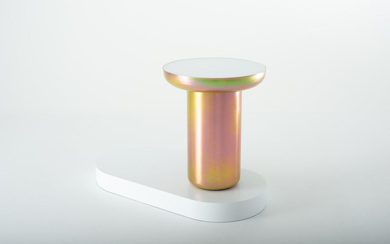 Mood Side Zinc Contemporary Side Table in Steel and Glass For Sale at ...