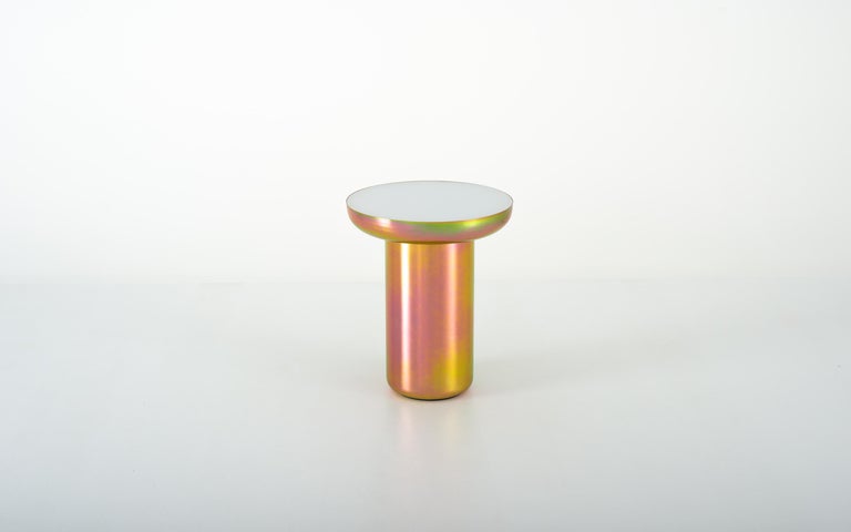 Mood Side Zinc Contemporary Side Table in Steel and Glass For Sale at ...