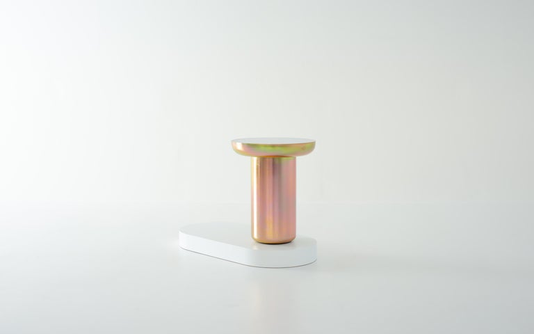 Mood Side Zinc Contemporary Side Table in Steel and Glass For Sale at ...