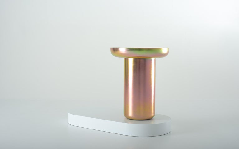 Mood Side Zinc Contemporary Side Table in Steel and Glass For Sale at ...