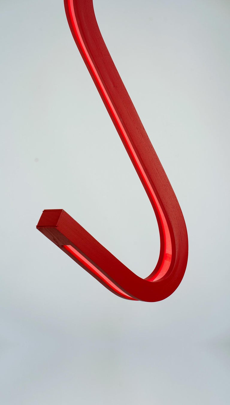Mood, Wooden Freeform Led-Based Color Pendant 'Red' For Sale at 1stDibs