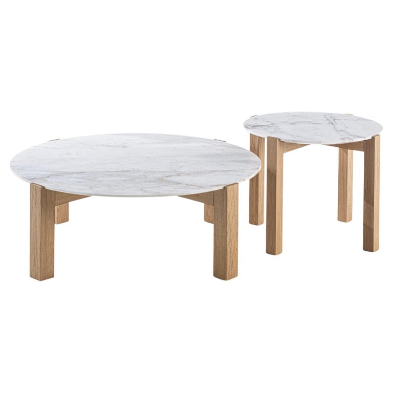 MOON 2-PIECE set of CALACATTA viola marble small Tables For Sale at 1stDibs
