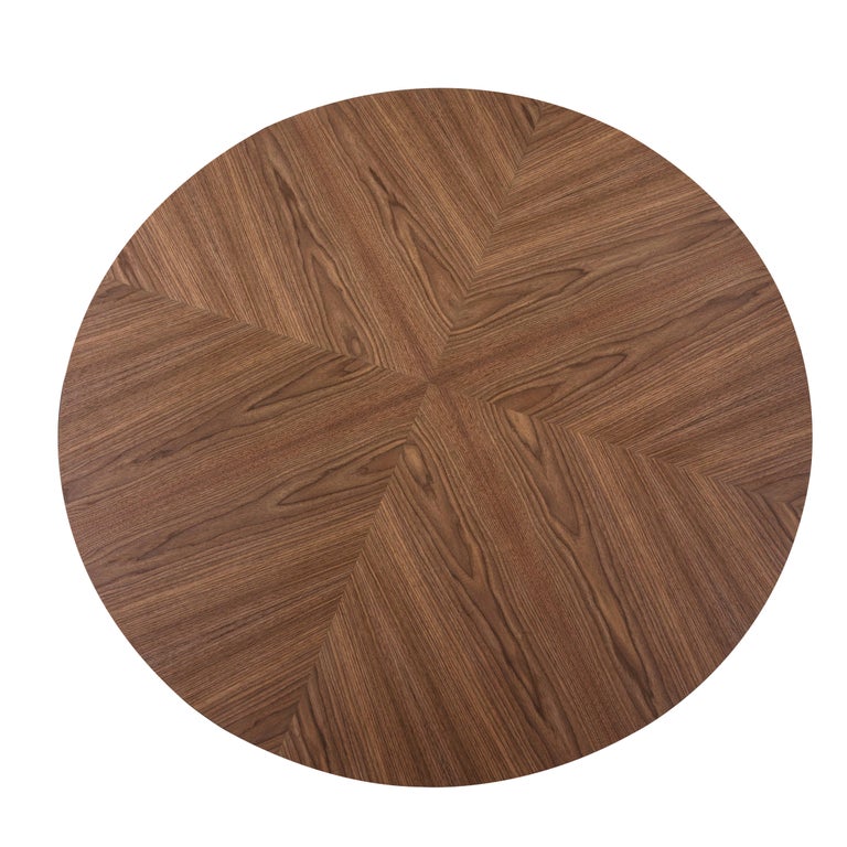 Moon Round Dining Table with Walnut Veneered Top and Black Wood Legs ...