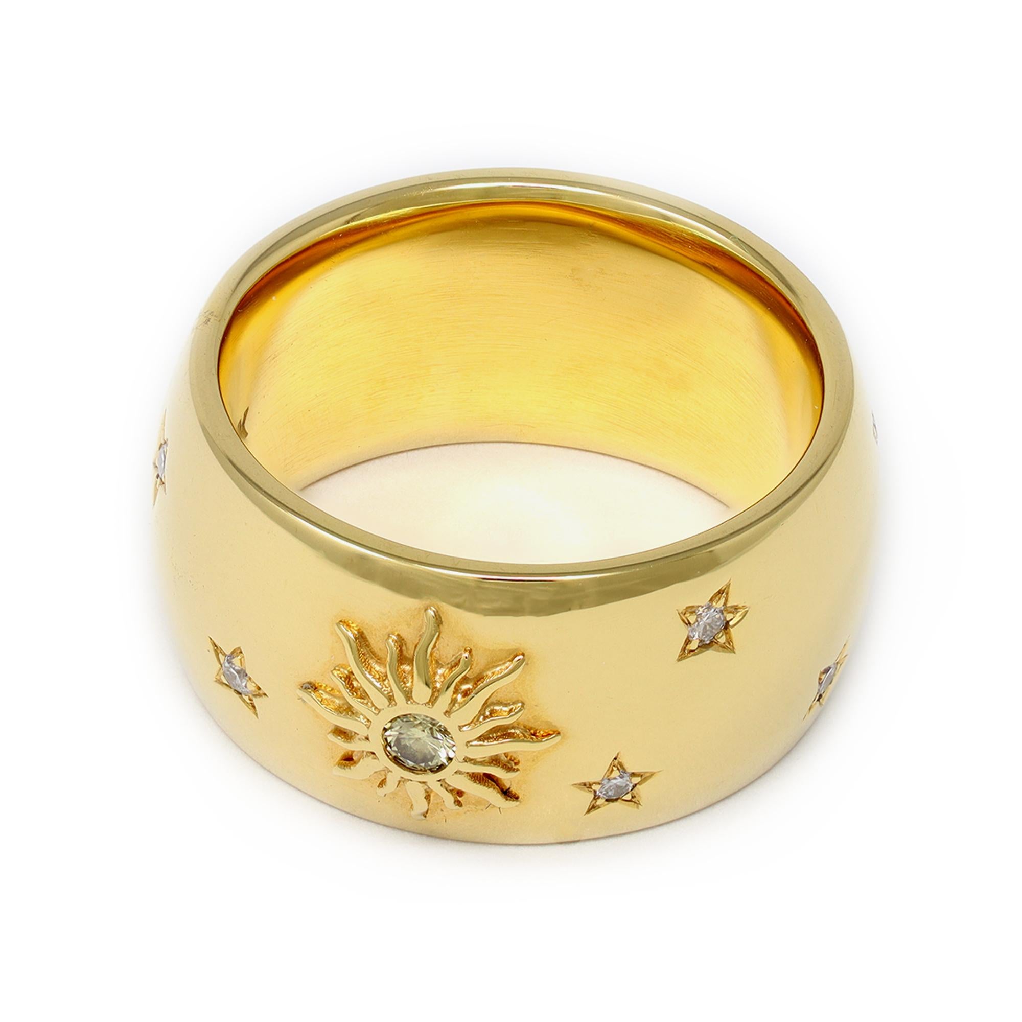 Moon and Sun Band Ring with Diamonds in 18K at 1stDibs