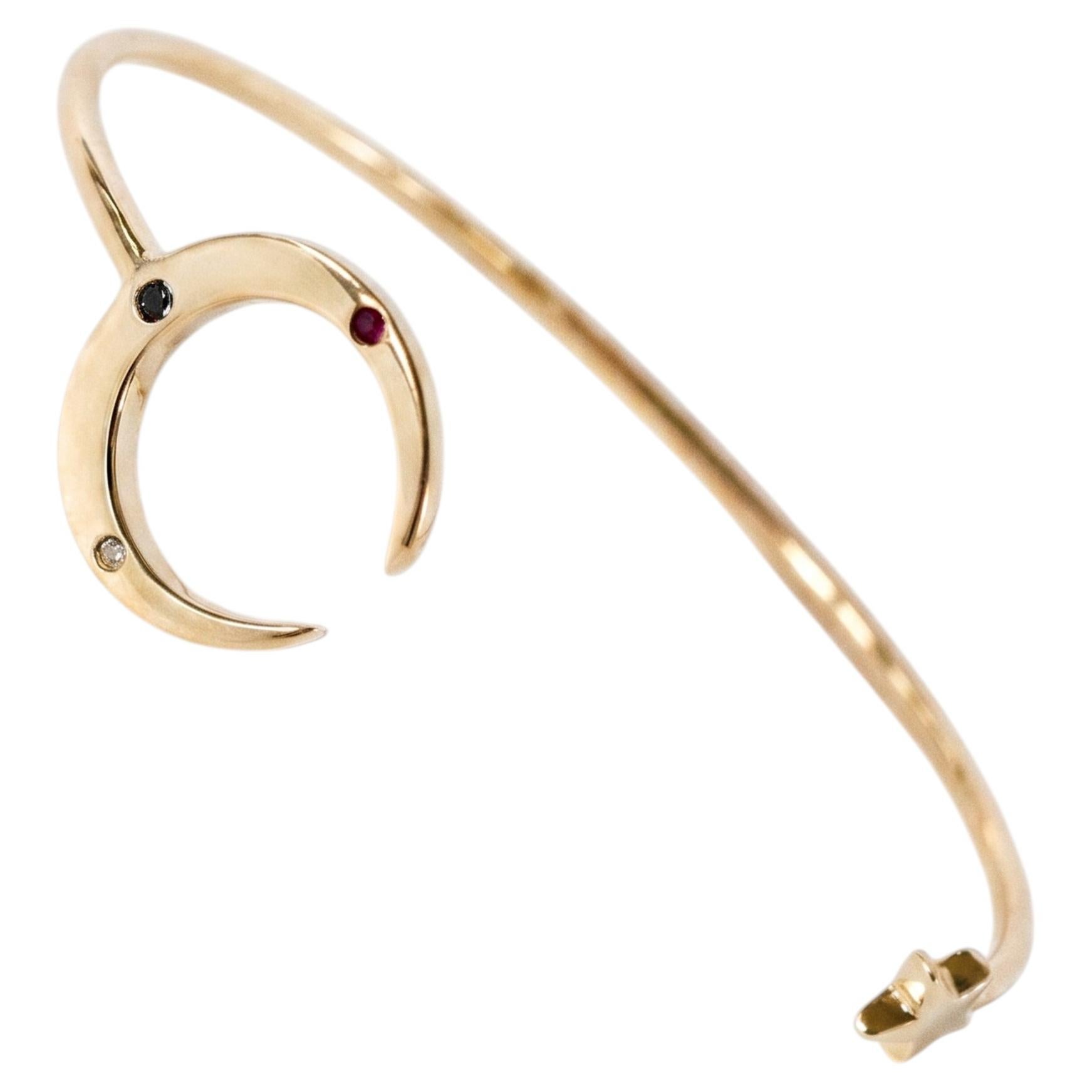 Crescent Moon Star Bangle Bracelet Ruby Tanzanite White Diamond ...