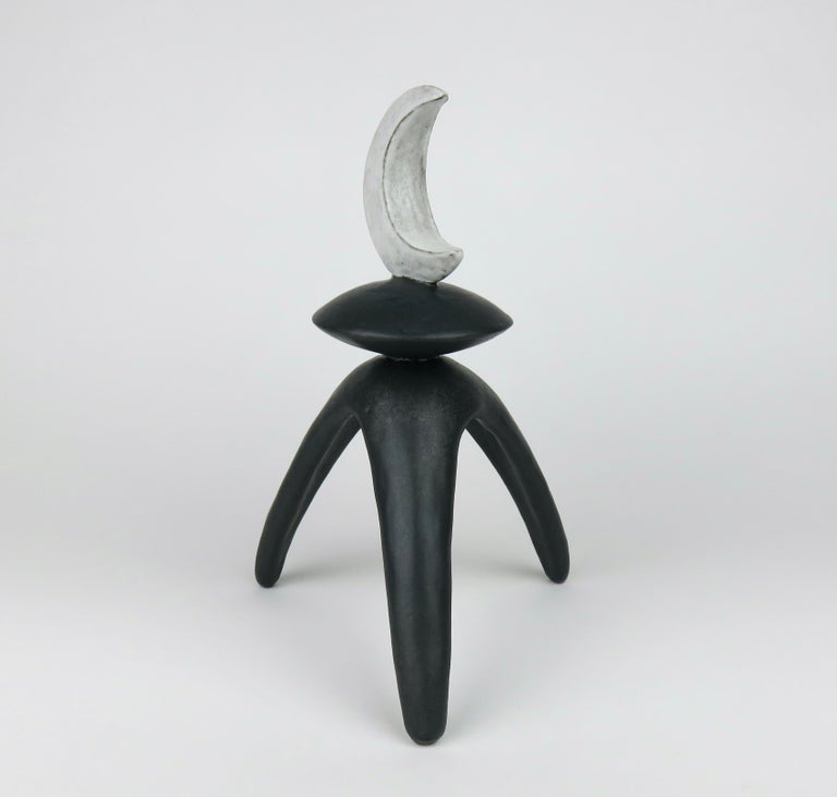 Moon Phase Totems, White on Black Legs, Hand Built Ceramic by Helena ...