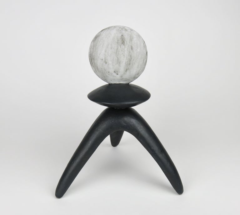 Moon Phase Totems, White on Black Legs, Hand Built Ceramic by Helena ...