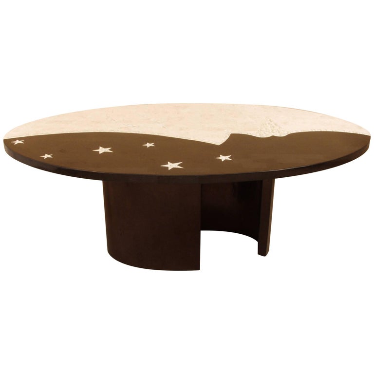 "Moon Shadows" Oval Dining Table in Tessellated Stone and Trocca Shell ...