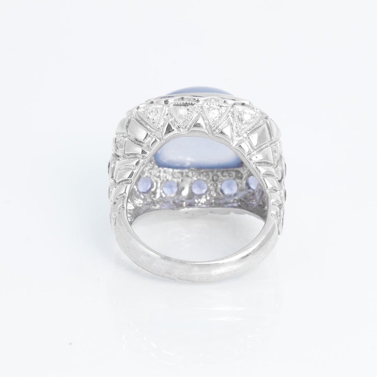Moon Stone and Sapphire Ring For Sale at 1stDibs