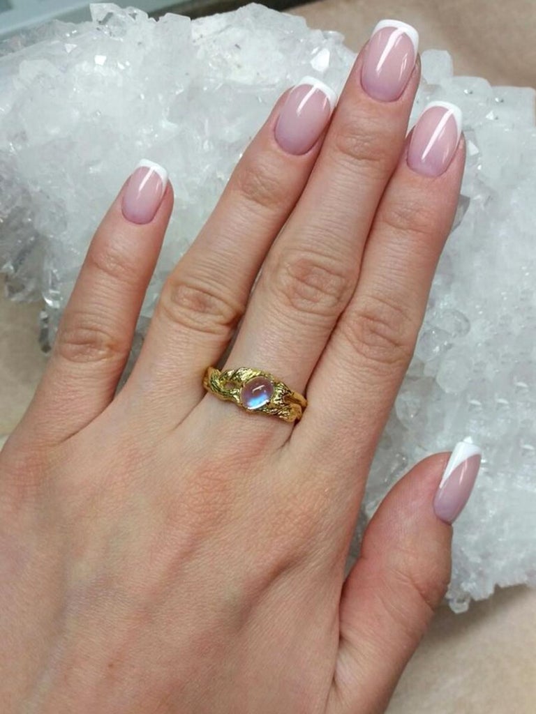 Moonstone Adularia Yellow Gold Ring Natural For Sale at 1stDibs