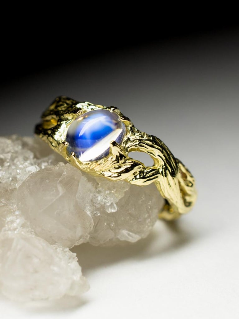 Moonstone Adularia Yellow Gold Ring Natural For Sale at 1stDibs