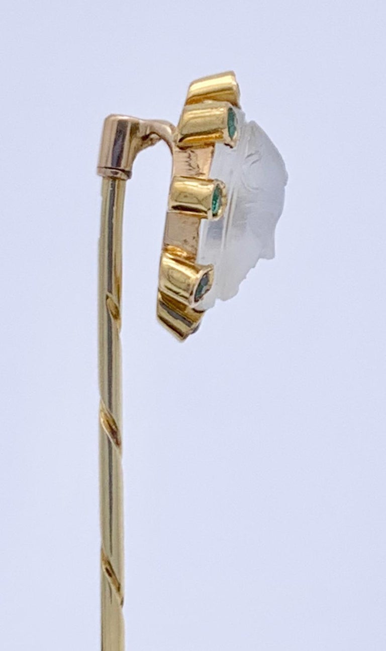 Antique Moonstone Cameo Child Head Emerald Gold Tie Stick Pin For Sale ...