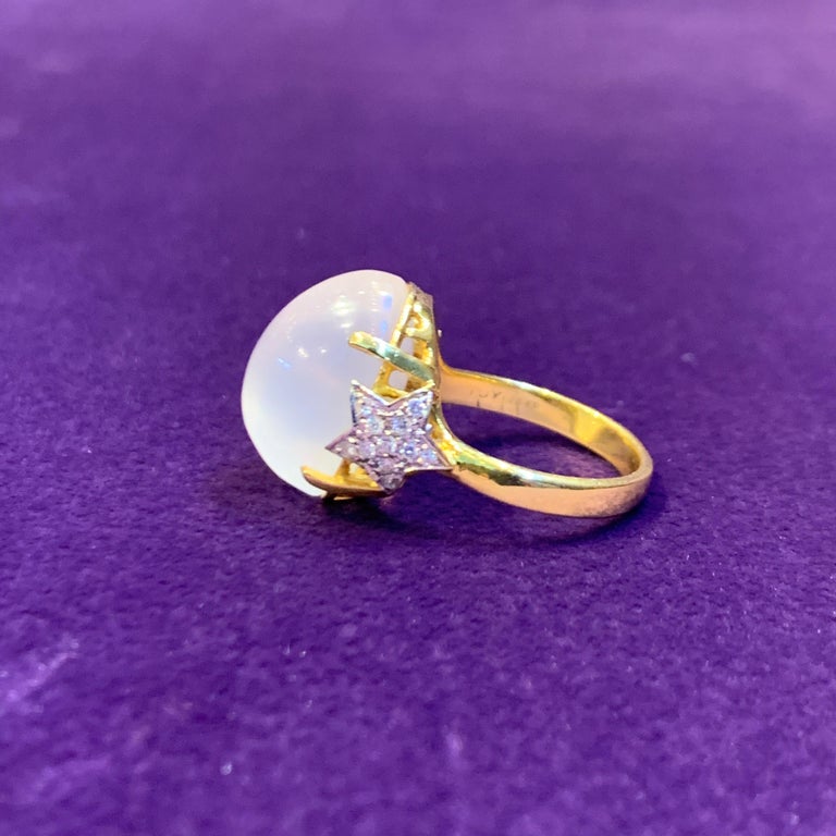 Moonstone and Diamond Cocktail Ring For Sale at 1stDibs