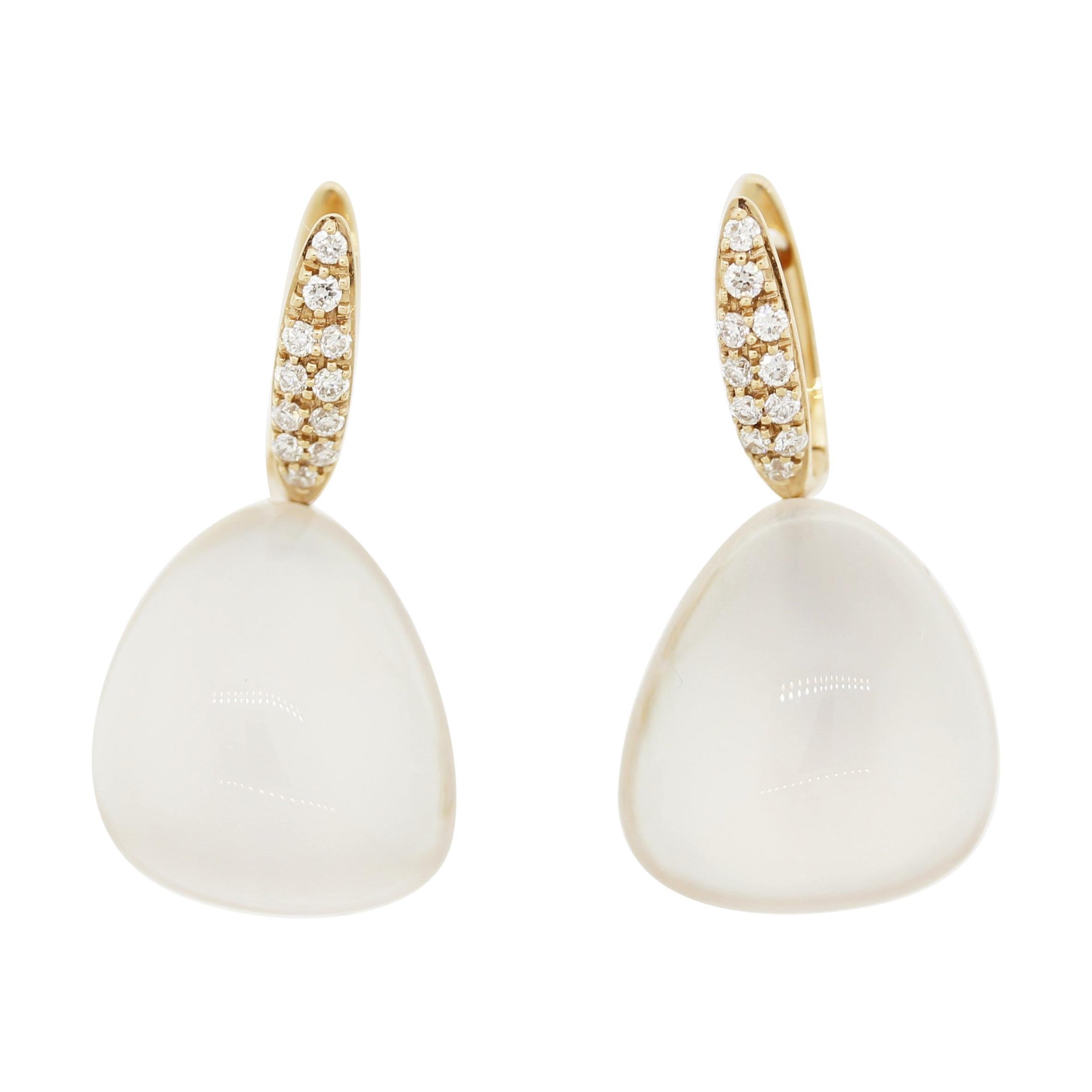 Reversible and Detachable Moonstone Diamond Stud Drop Earrings at 1stDibs