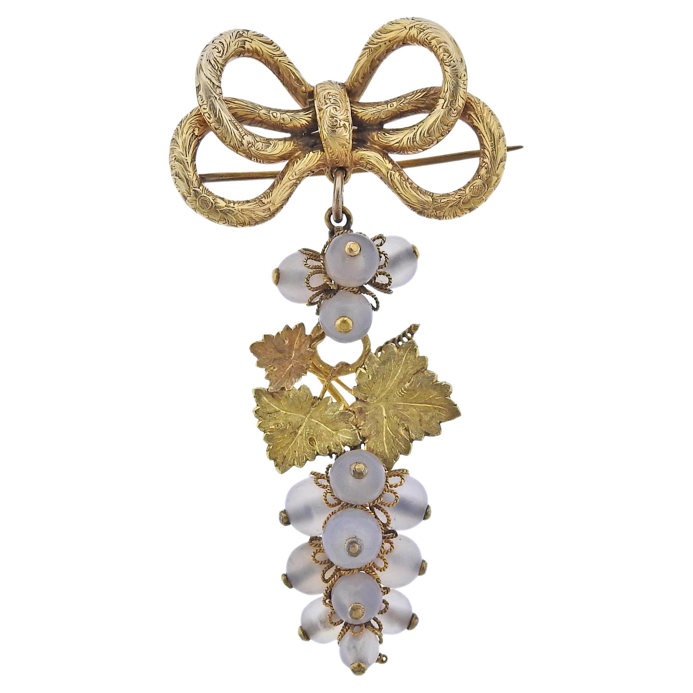 Mikimoto Vine and Grape Brooch at 1stDibs