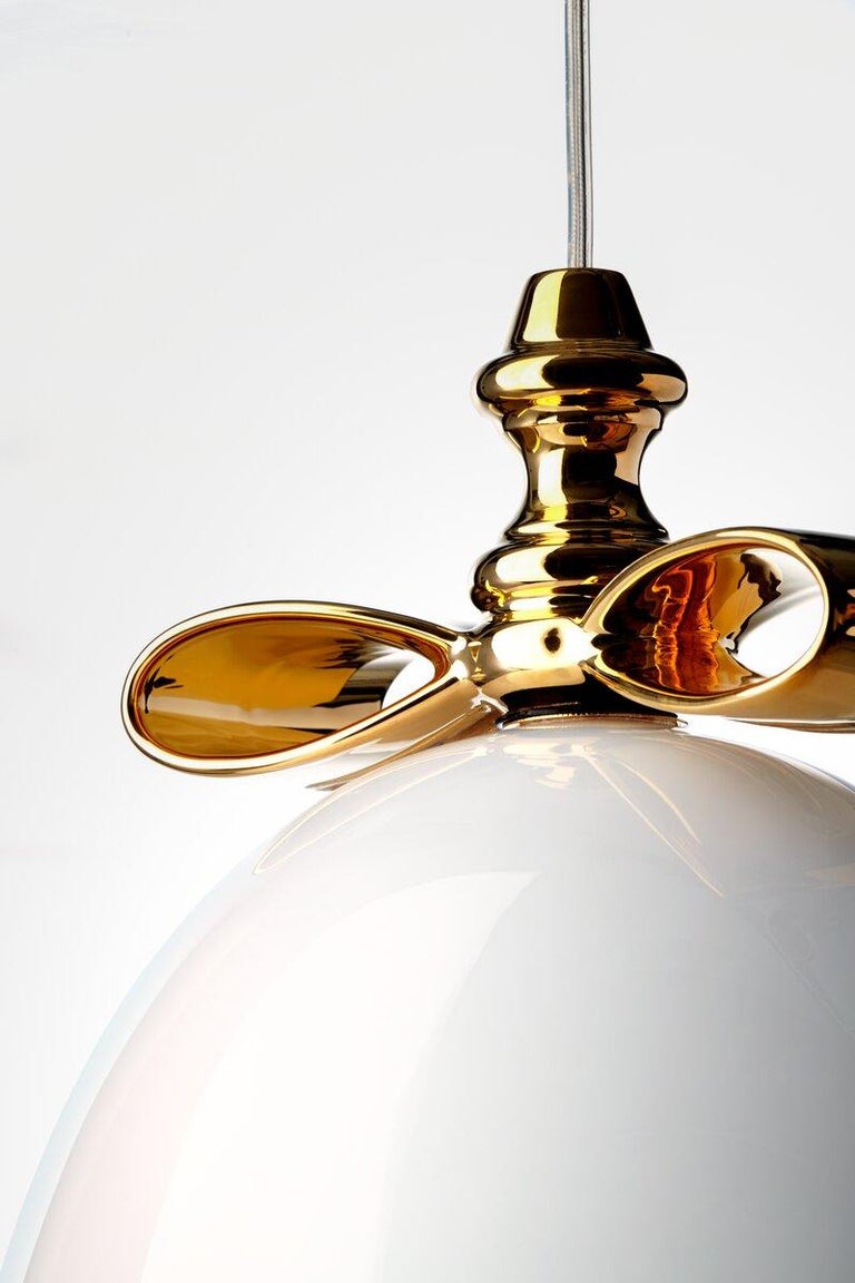 Moooi Bell Large Suspension Lamp in Gold-Smoke Mouth Blown Glass, 10m ...