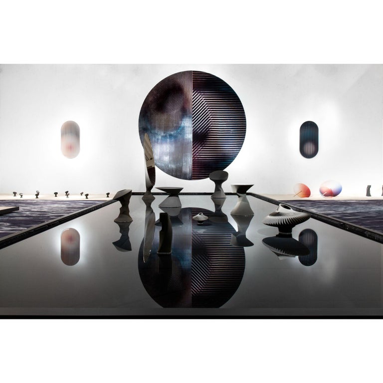 Moooi Large Fluid Water Round Rug in Low Pile Polyamide by Rive Roshan For Sale at 1stDibs