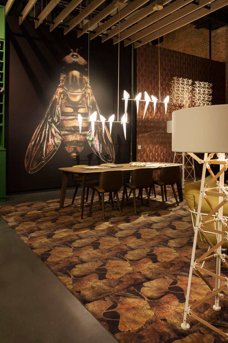 Großer, rechteckiger Moooi-Teppich in Rost mit Ginko-Blättern aus Wolle ...