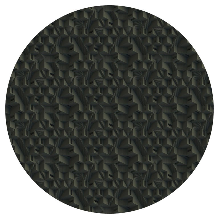 Moooi Large Maze Tical Round Rug Rug in Wool with Blind Hem Finish by ...