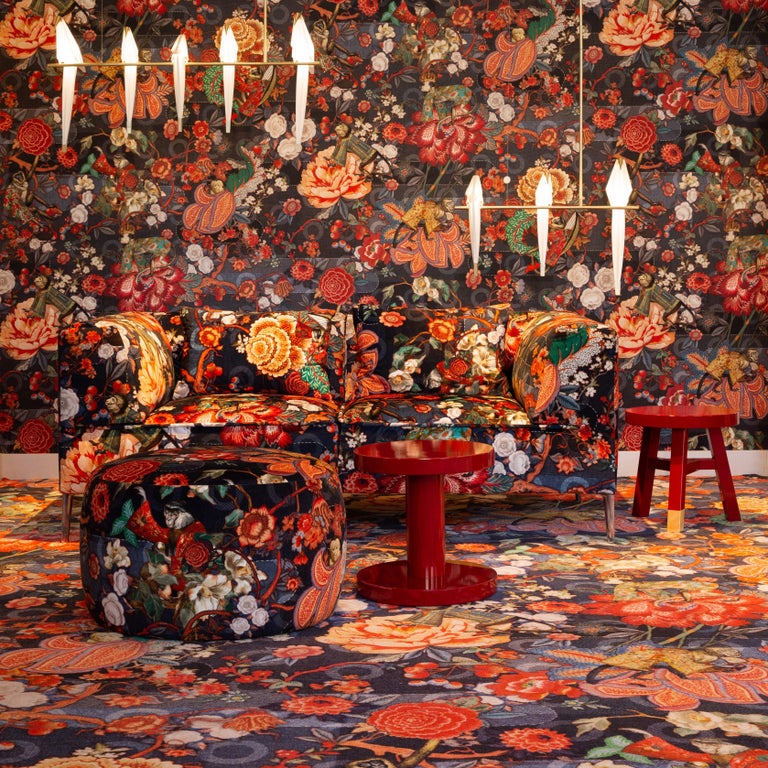 Moooi Large Rendezvous Tokyo Blue Indigo Round Rug in Wool with Blind ...